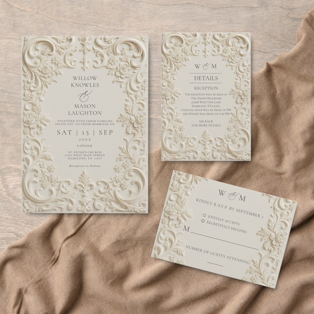 Elegant Baroque Wedding Invitation | Zazzle