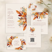 Elegant Fall Leaves Autumn Wedding Invitation | Zazzle