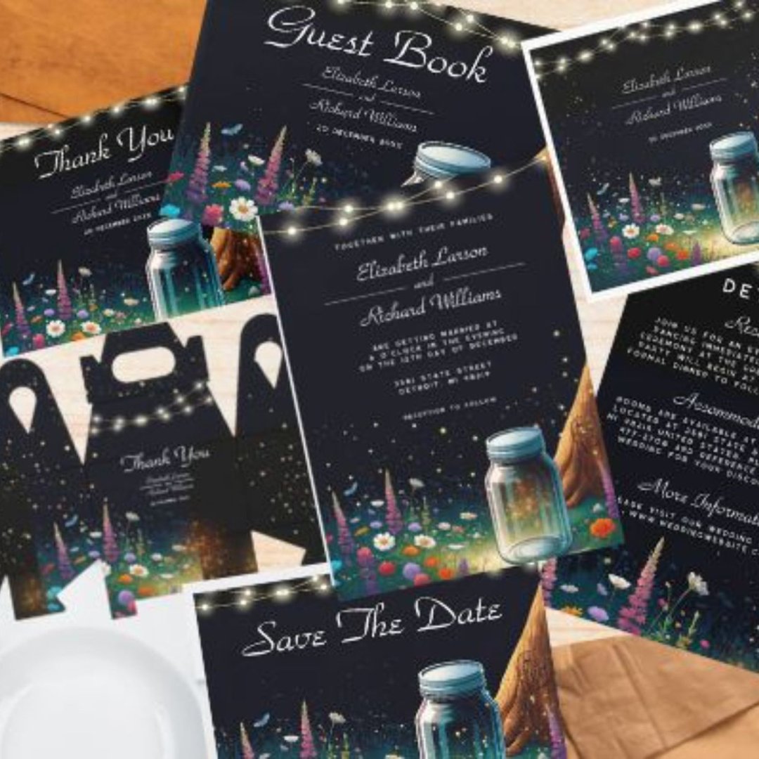 Elegant Firefly Rustic Wedding Invitation | Zazzle