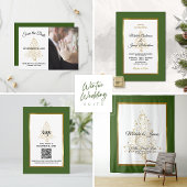 Elegant Forest Green Gold Winter Wedding Tapestry | Zazzle