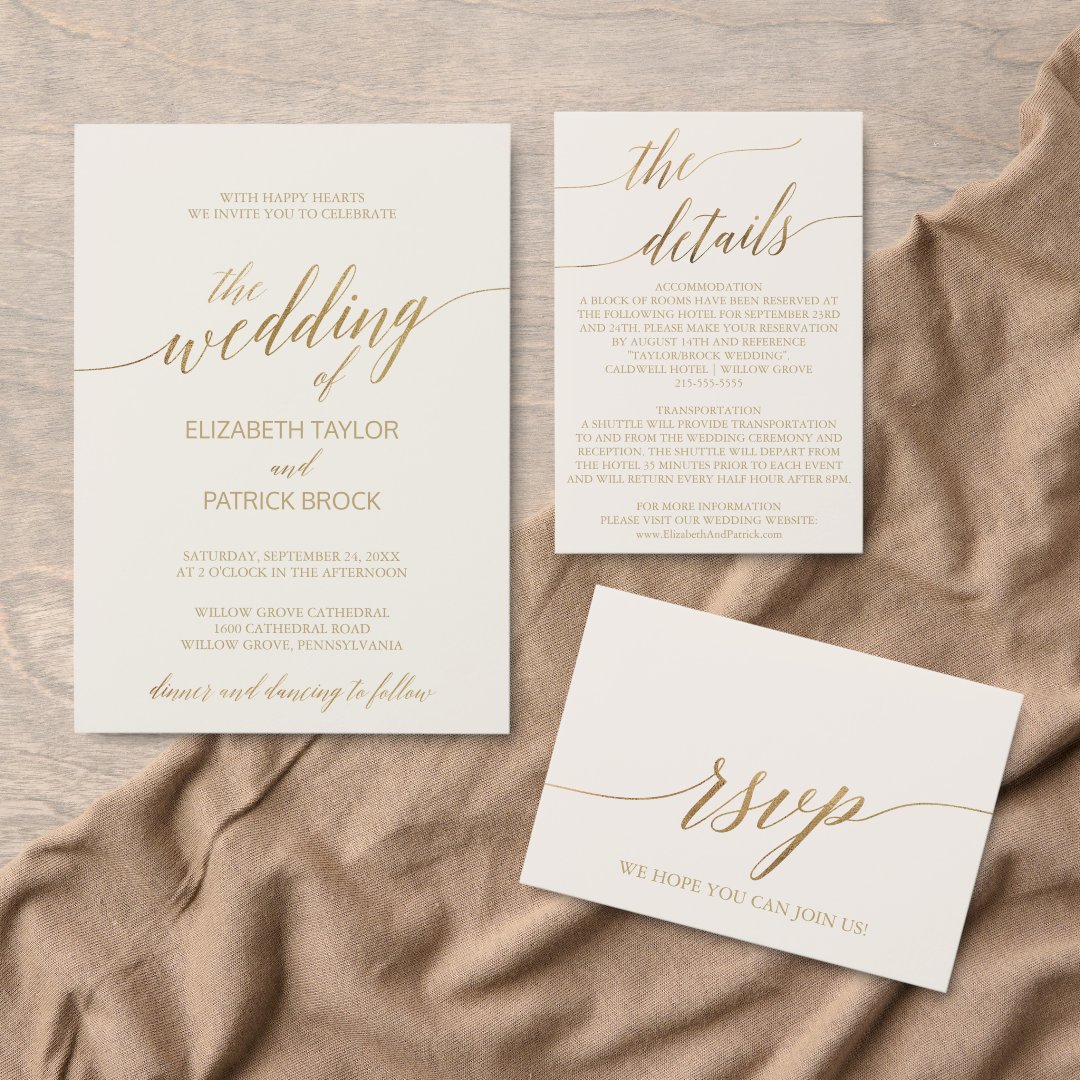Elegant Gold Calligraphy | Ivory Dinner Menu Card | Zazzle