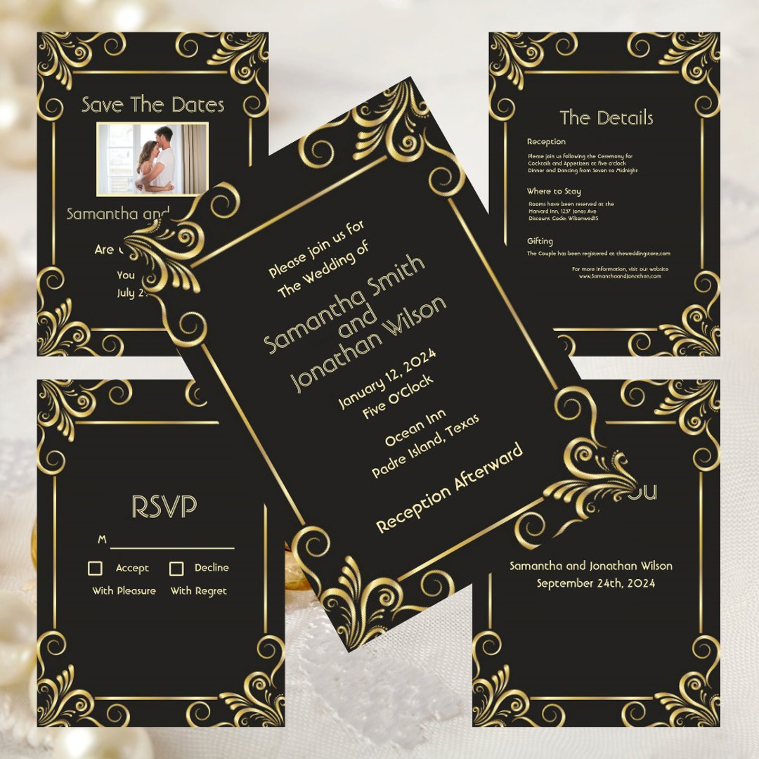 Elegant Gold Art Deco Vintage Dinner Menu Card | Zazzle
