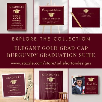 Elegant Burgundy Gold College Graduation Party Invitation | Zazzle