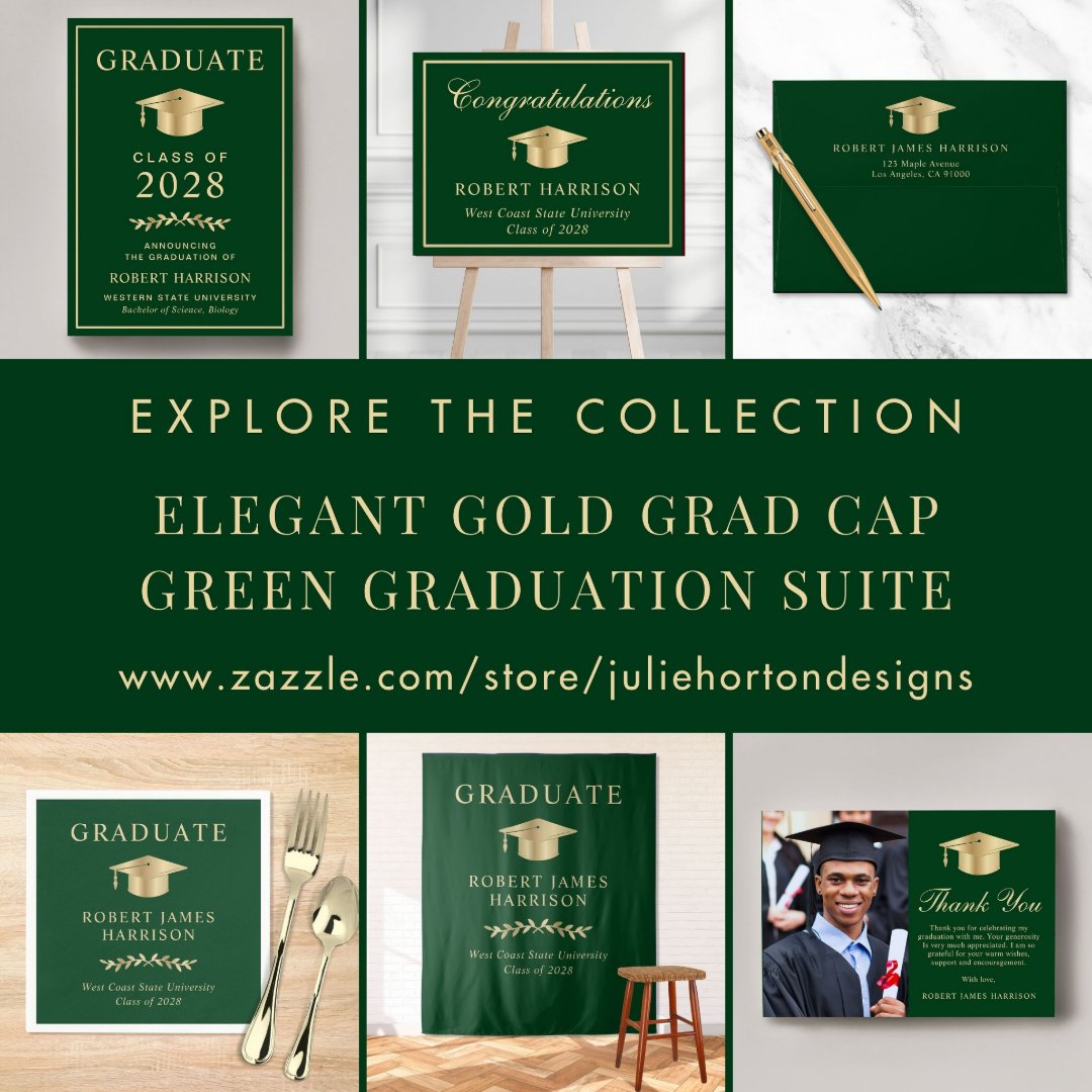 Elegant Green Gold College Graduation Party Invitation | Zazzle