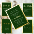 Elegant Gold Script and Frame on Green Wedding Foil Invitation | Zazzle