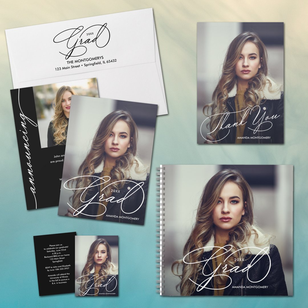 Elegant Small Photo Graduation Announcements | Zazzle