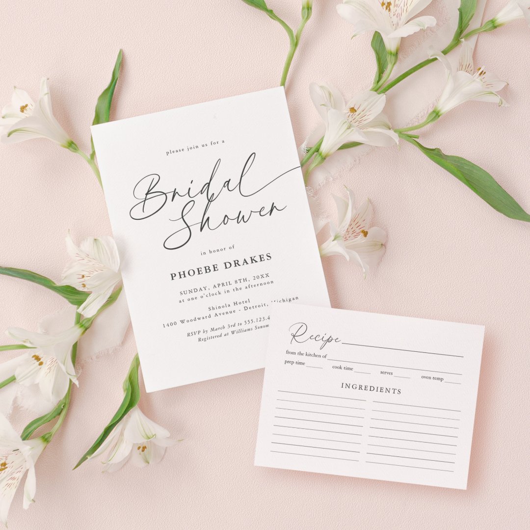 Elegant Handwritten Script Bridal Shower Invitation | Zazzle