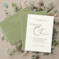 Elegant Moss Green Line Art Floral Wedding Envelope Liner | Zazzle