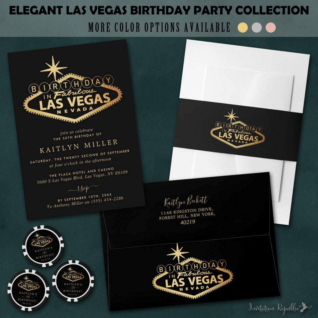 Elegant Las Vegas Birthday Invitation | Zazzle