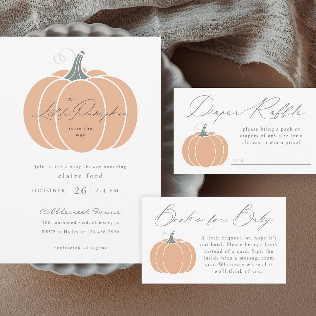 Budget Orange Pumpkin Fall Baby Shower Invitation | Zazzle