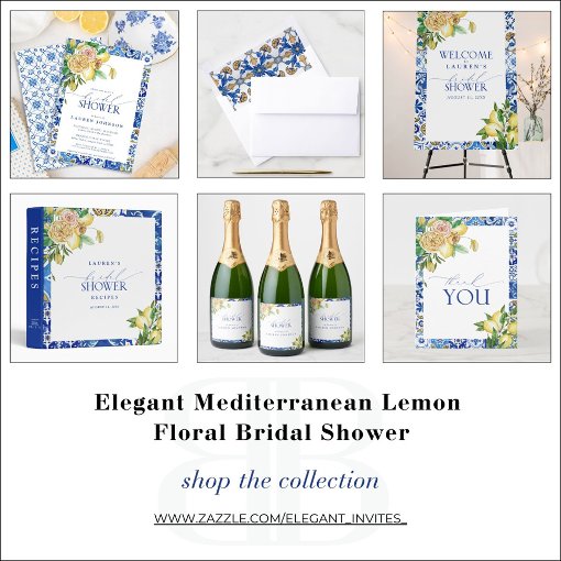 Elegant Mediterranean Lemon Shower Guest Address Sticker | Zazzle
