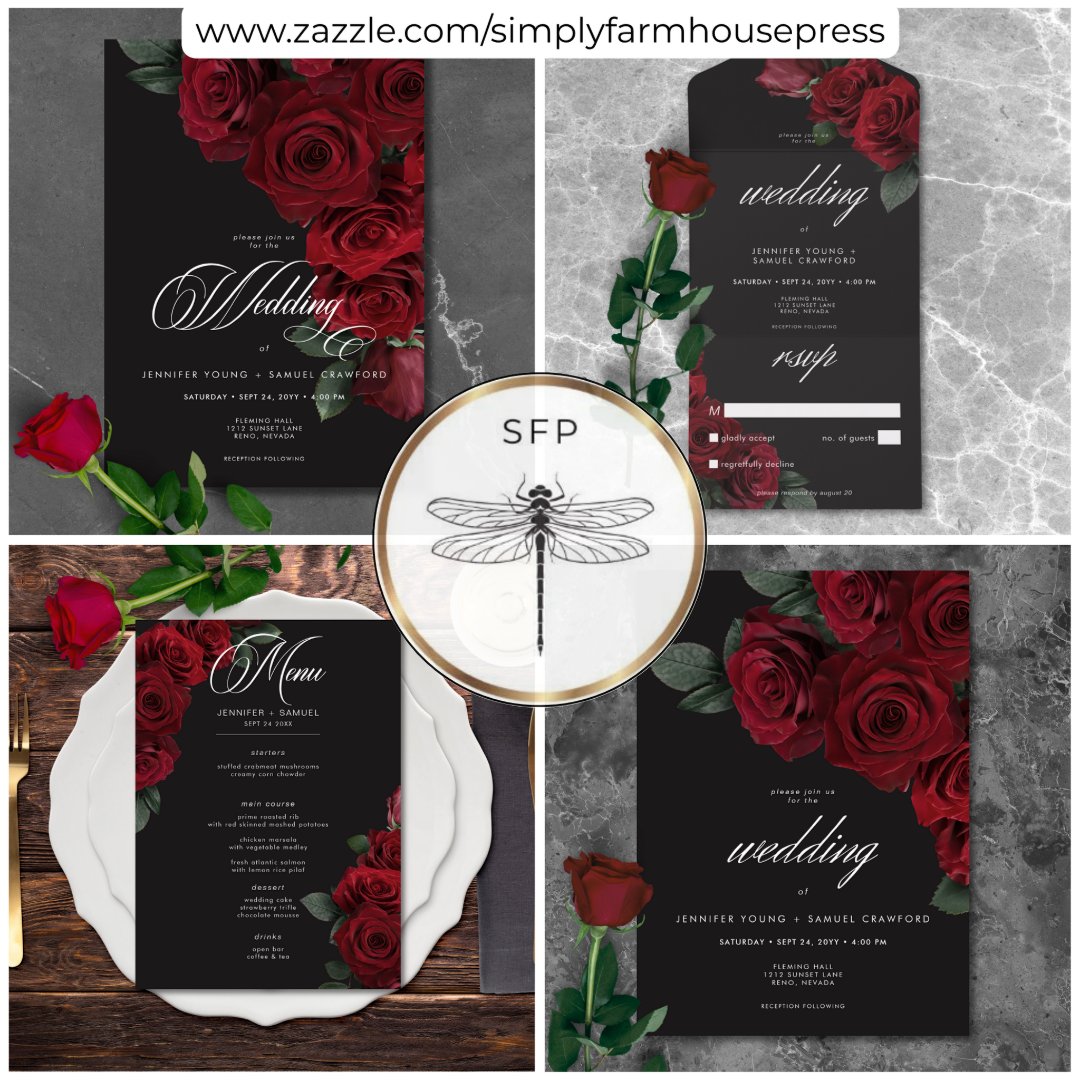 Elegant Moody Blood Red Roses Floral Table Number | Zazzle