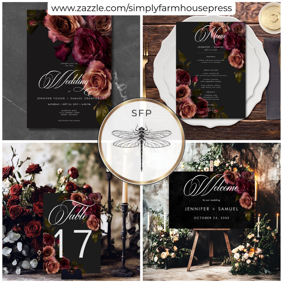 Elegant Moody Muted Rust & Burgundy Floral Wedding Invitation | Zazzle