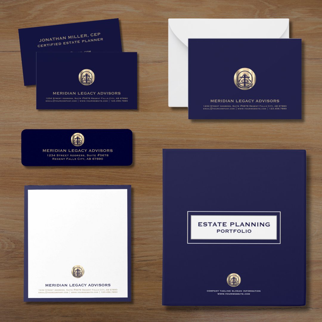 Navy Blue Gold Seal Logo Estate Planning Binder | Zazzle