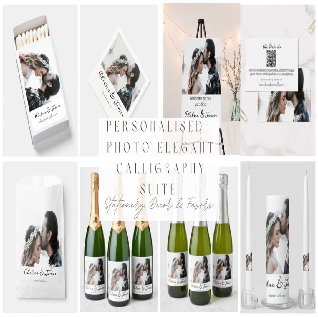 Elegant Photo Calligraphy Party Wedding Floor Decals | Zazzle