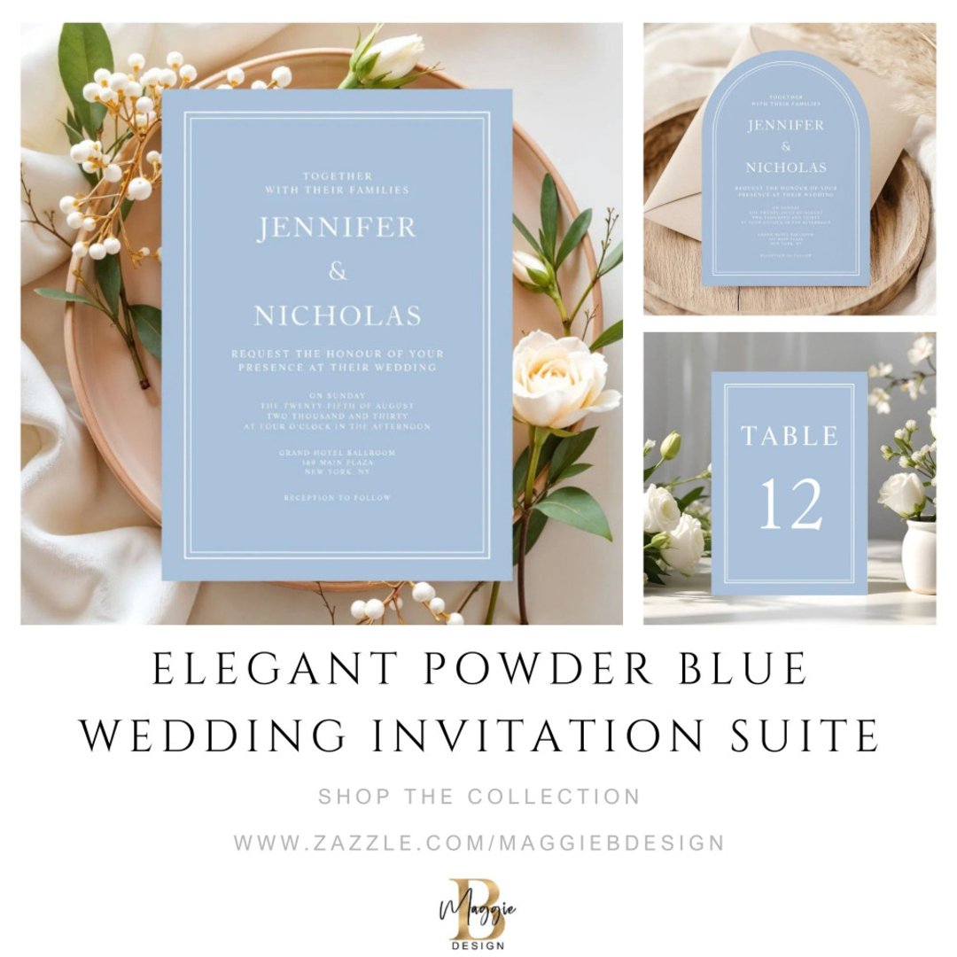 Elegant Modern Powder Blue Arch Wedding Invitation | Zazzle