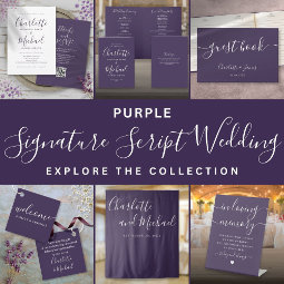 Chic Elegant Purple Script Photo Wedding Invitation | Zazzle