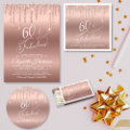 60th Birthday Glitter Rose Gold Invitation | Zazzle