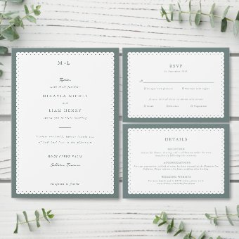 Classic Scalloped Edge Wedding Invitation | Zazzle