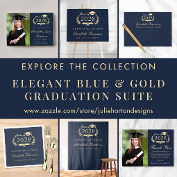 Elegant Photo Blue College Graduation Party Invitation | Zazzle