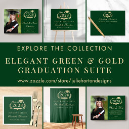 Elegant Script Photo Green College Graduation Announcement | Zazzle