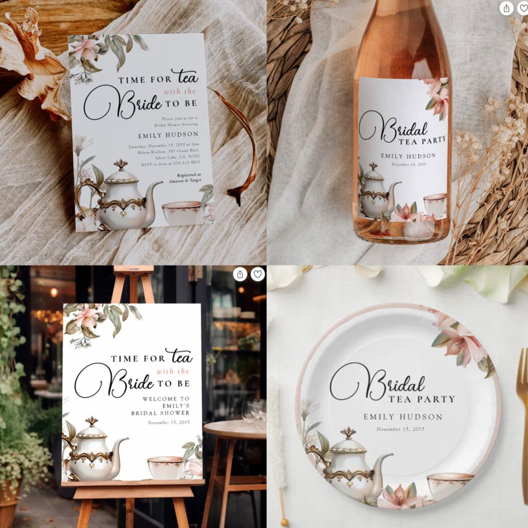 Elegant Tea Party Bridal Shower Welcome Sign | Zazzle