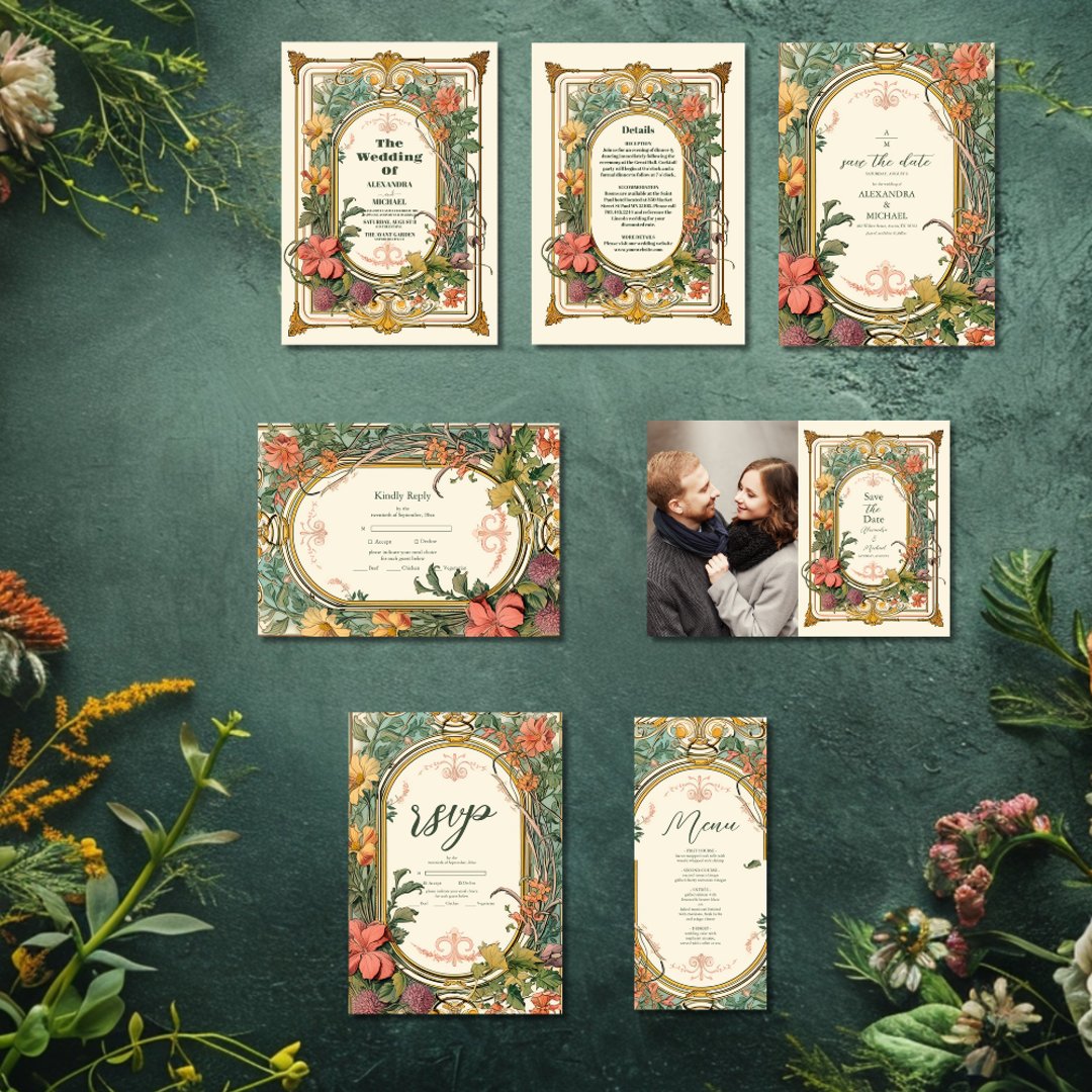 Vintage Floral Art Nouveau Wedding Enclosure Card | Zazzle