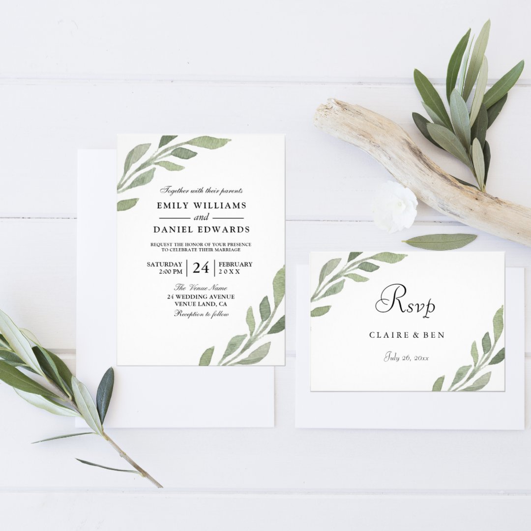 Elegant Greenery Leaf Wedding Invitation Envelope | Zazzle