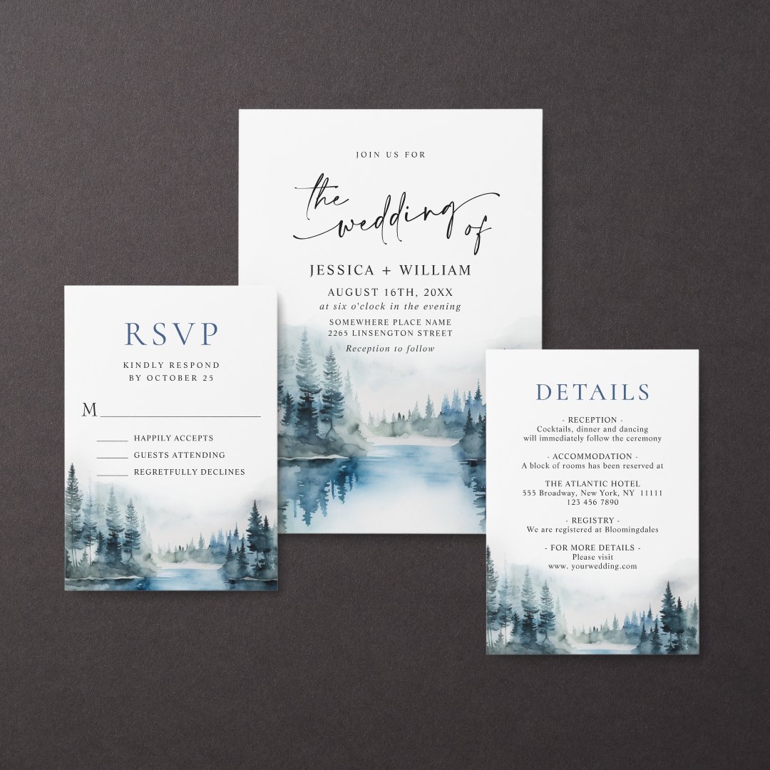 Elegant Mountains Forest Engagement Party Photo Invitation | Zazzle
