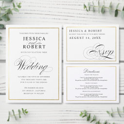 Gold Border Elegant Wedding Menu Card | Zazzle