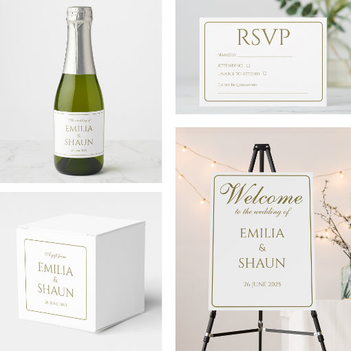 Elegant White and Gold Wedding Menus | Zazzle