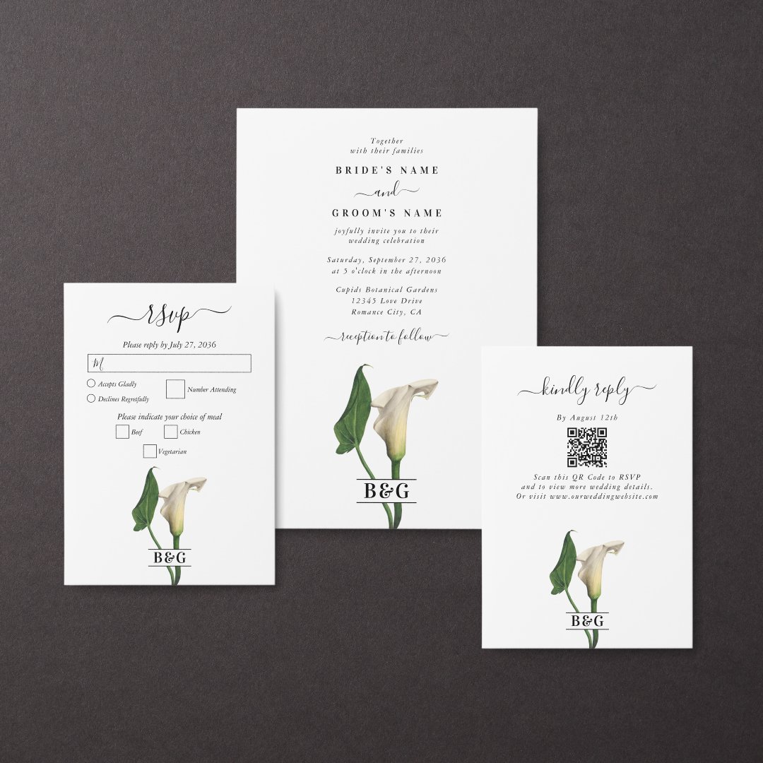 Elegant White Calla Lily Green Botanical Wedding Guest Book | Zazzle
