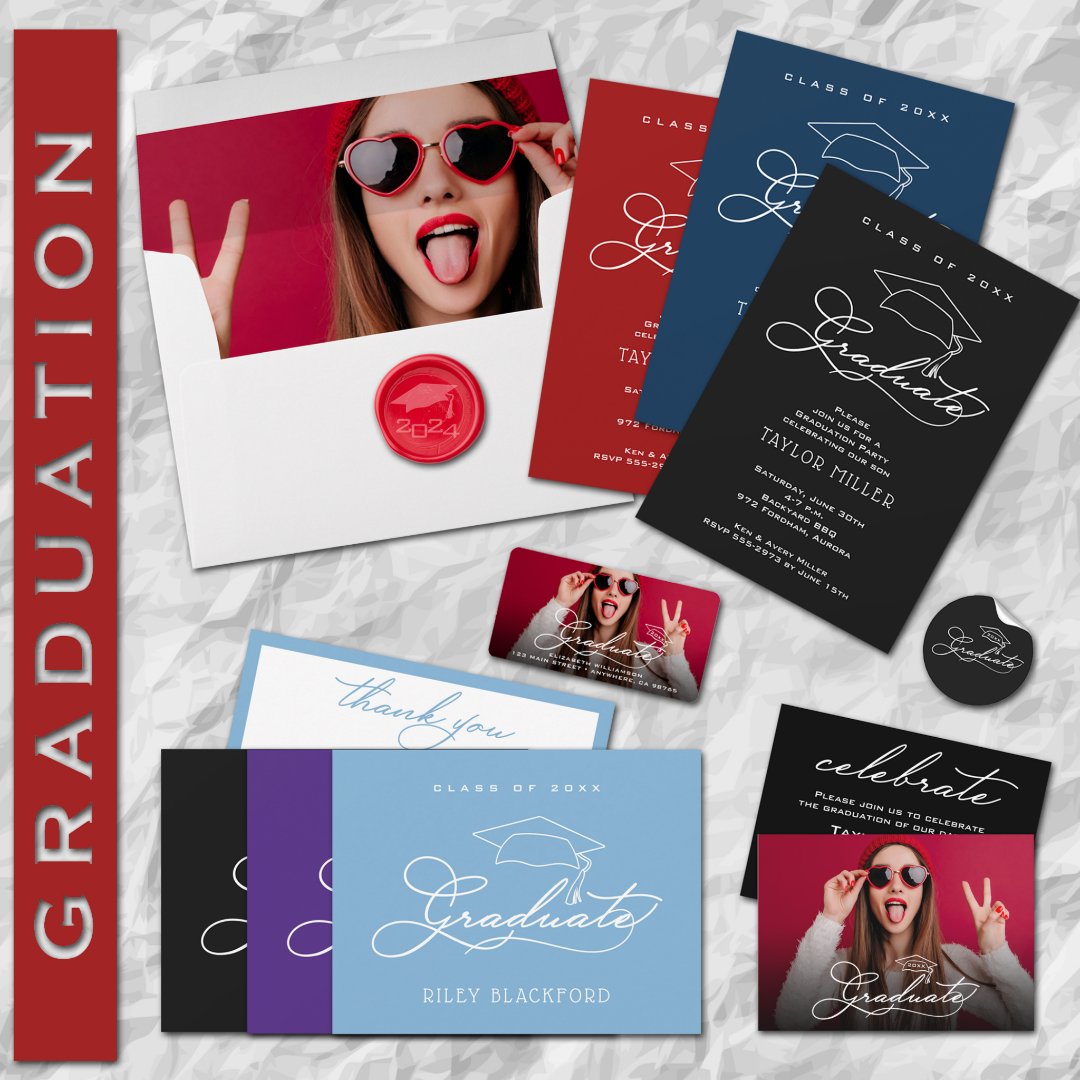 Elegant Script Burnt Orange Graduation Invitation | Zazzle