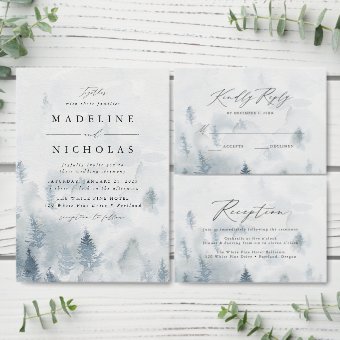 Elegant Winter Forest Wedding Invitation | Zazzle