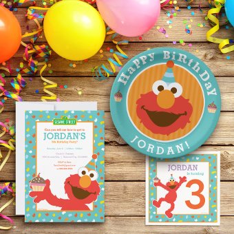 Sesame Street | Elmo - Cupcake & Confetti Birthday Classic Round ...