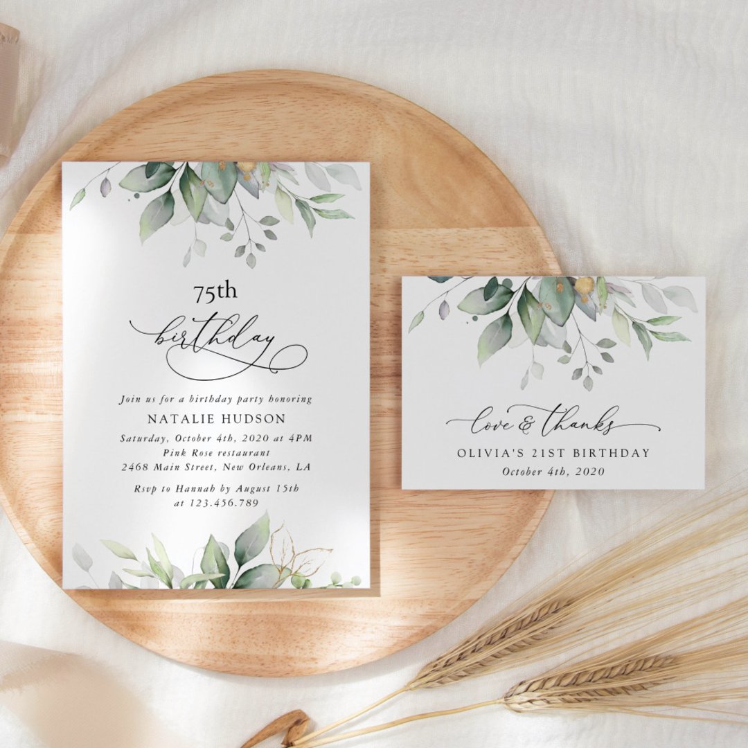 Greenery, Eucalyptus Leaves, Boho, Sweet 16 Vellum Invitations | Zazzle