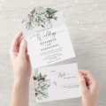 Evergreen elegant winter wedding QR code photo Invitation | Zazzle