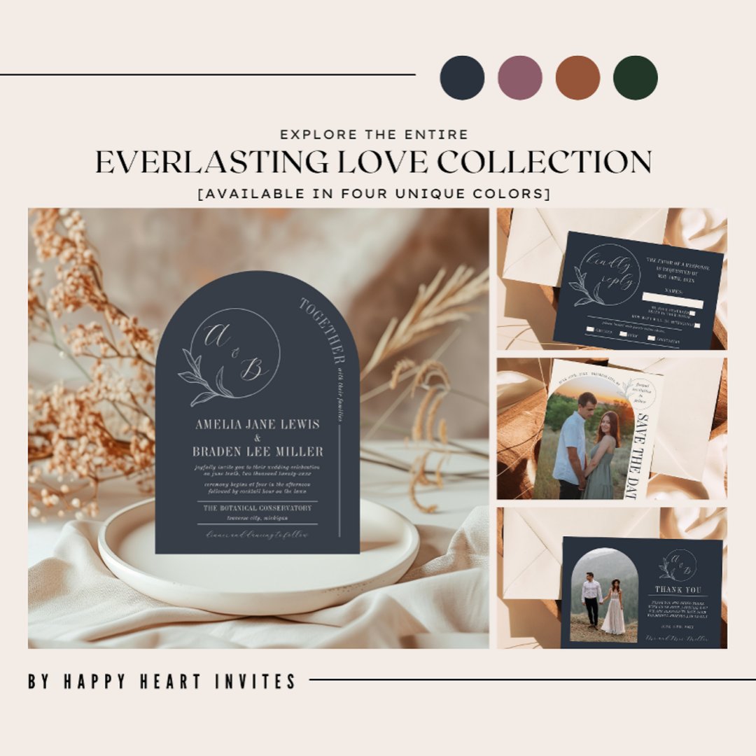 Everlasting Love | Deep Blue | Wedding Invite Classic Round Sticker ...