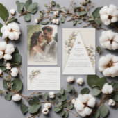 minimalistic cotton branch wedding invitation | Zazzle