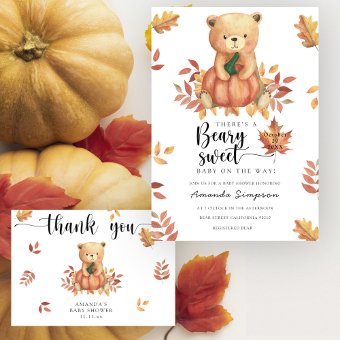 Fall Bear with Pumpkin - Welcome baby shower Foam Board | Zazzle