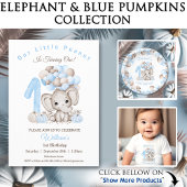 First Birthday Cute Elephant Fall Boy Invitation | Zazzle