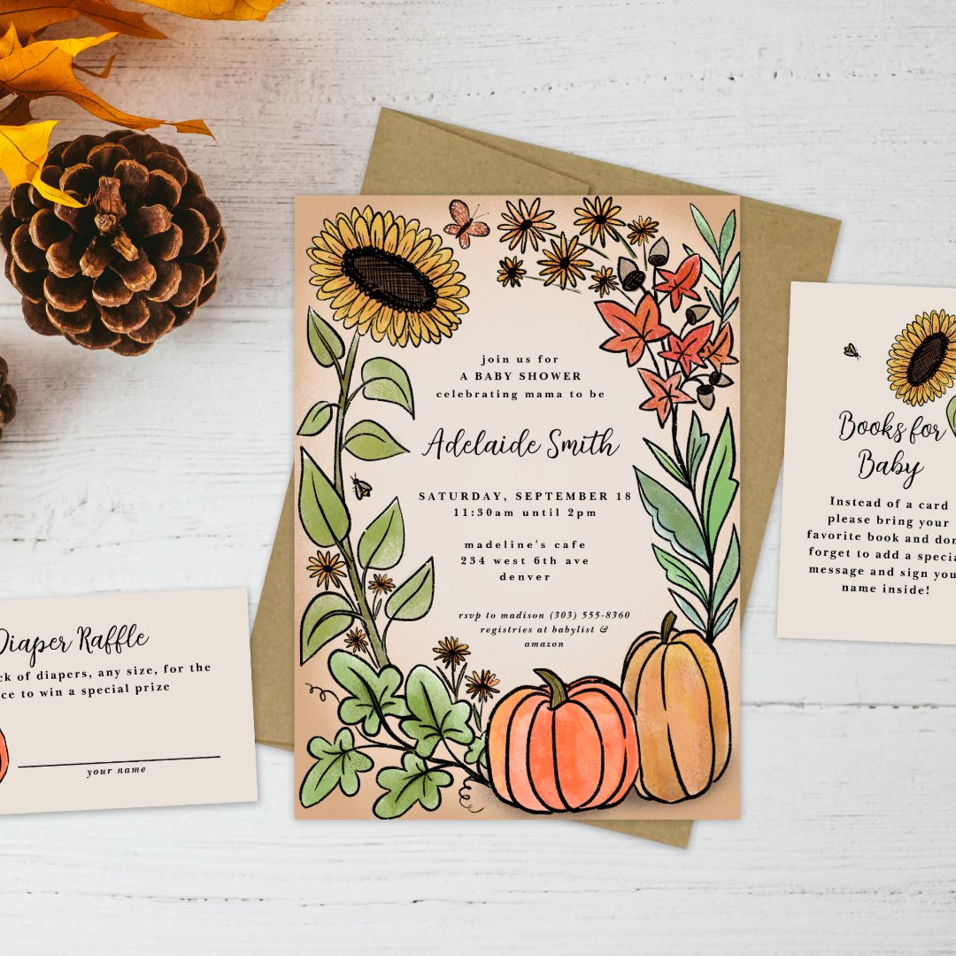Fall Harvest Baby Shower Diaper Raffle Enclosure Card | Zazzle