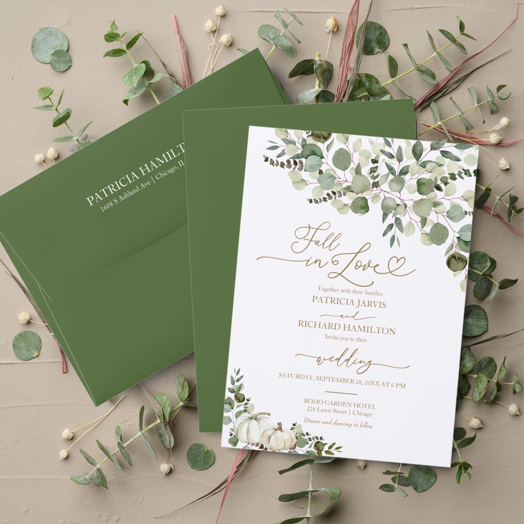 Pumpkin Greenery Fall Wedding Program Sign | Zazzle