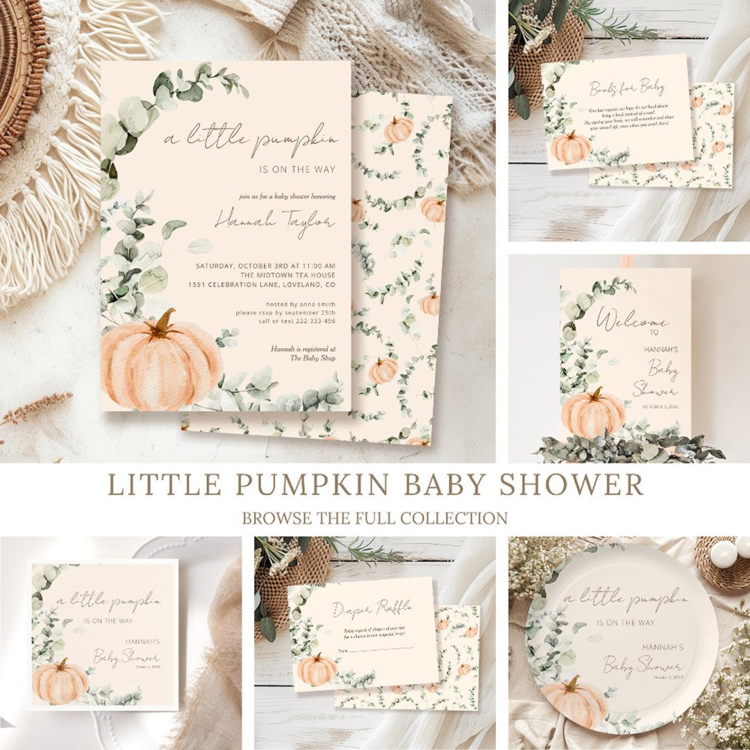 Little Pumpkin Orange Fall Baby Shower Thank You Card | Zazzle