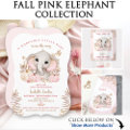 Fall Girl Elephant Baby Shower Invitation | Zazzle