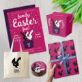 Cute Black And White Bunnies Magenta Easter Party Invitation | Zazzle