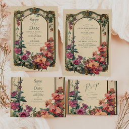 Fancy Classic Decorative Art Nouveau Wedding Save The Date | Zazzle