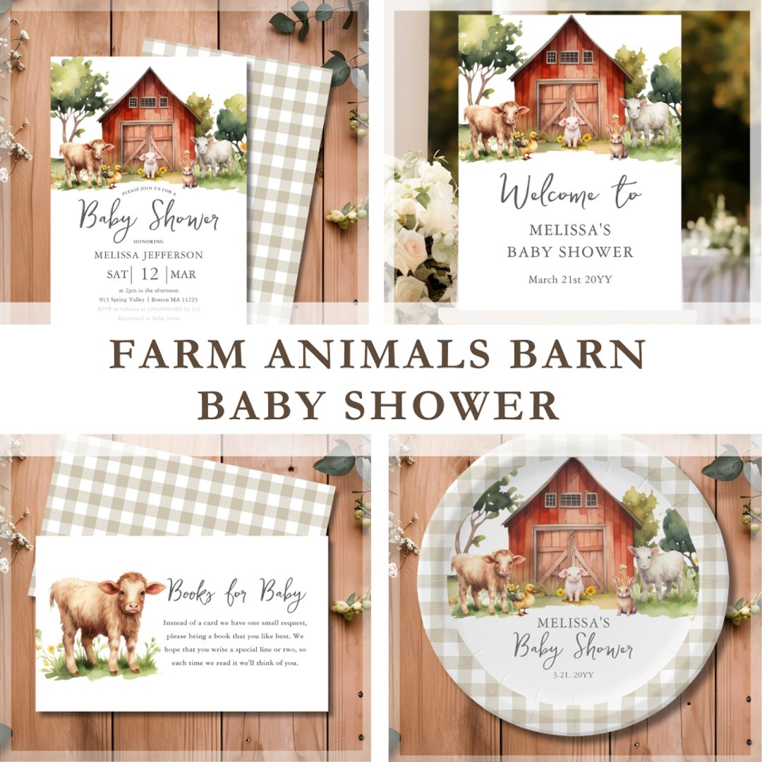 Cute Farm Animal Barn Baby Shower Napkins | Zazzle