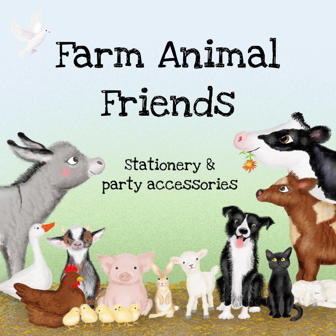 Cute farm animals thank you card (small) | Zazzle