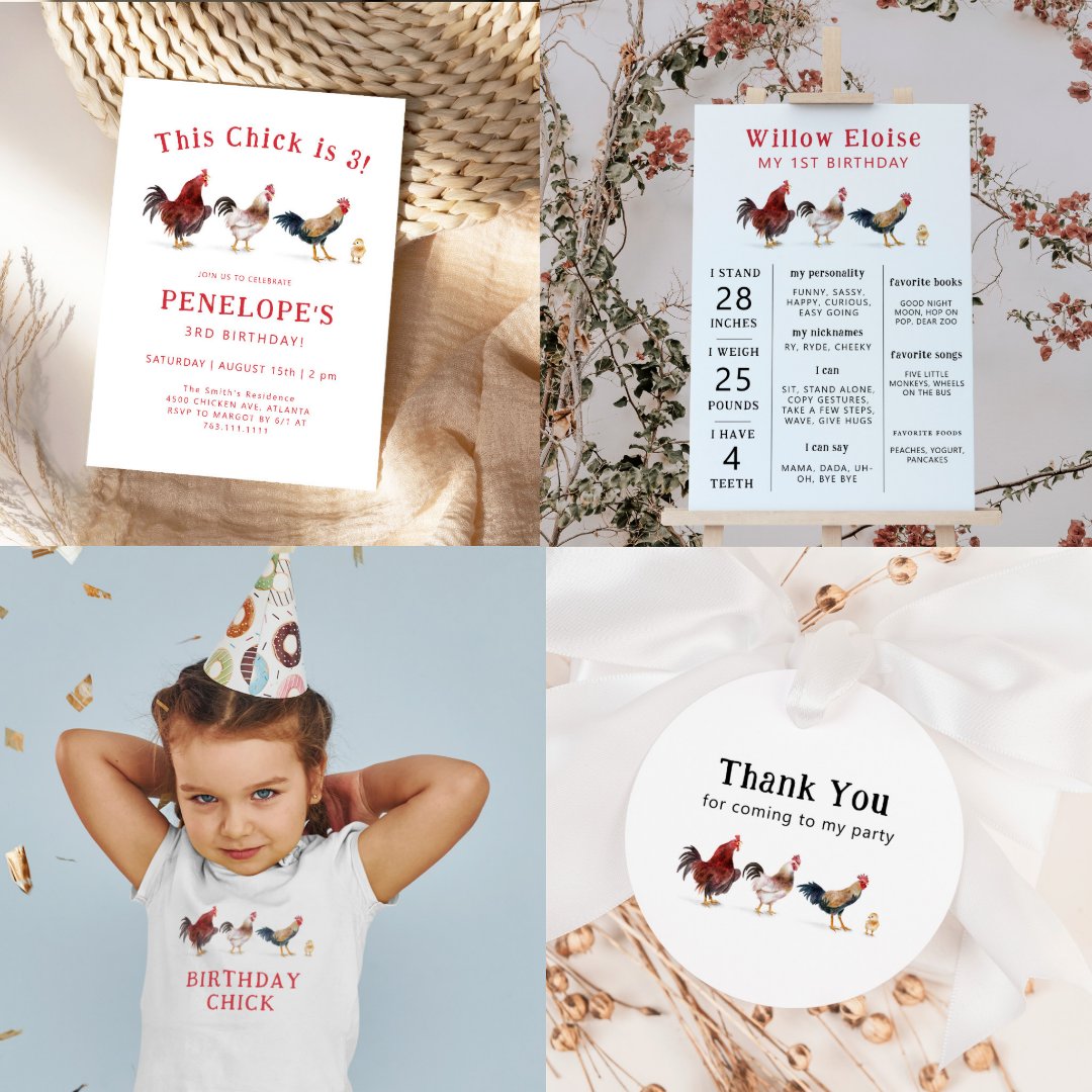Farm Chicken EGG-cellent Birthday Invitation | Zazzle